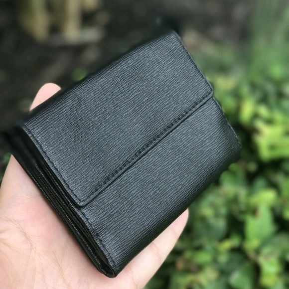 Furla | Bags | Furla Small Leather Tri Fold Id Snap Wallet Onyx | Poshmark